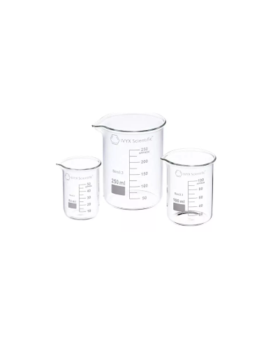 Vasos precipitados graduados de vidrio pack 50, 100 y 250ml