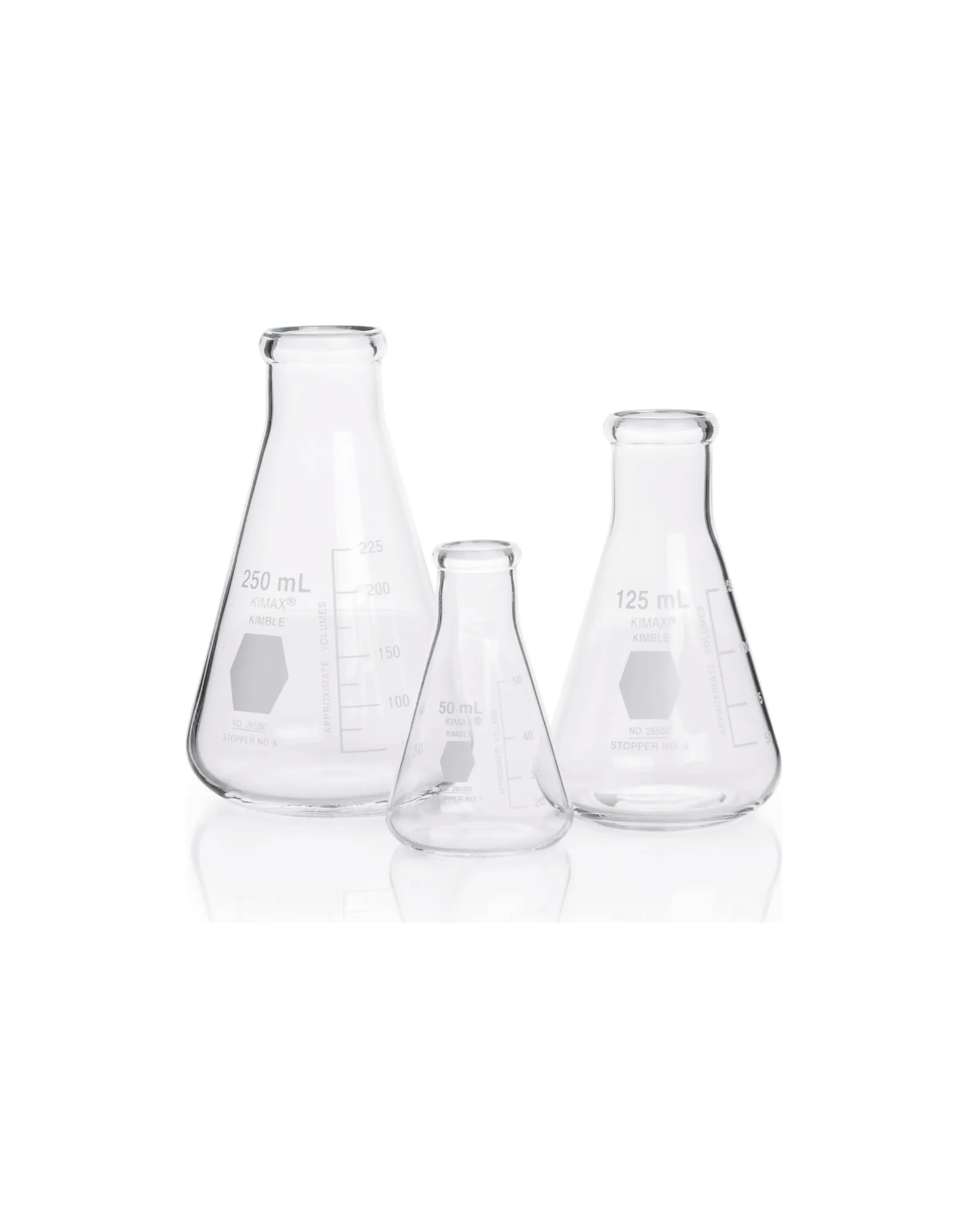 Matraz Erlenmeyer Graduado Pack 50, 100 Y 250 Ml